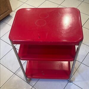 Accents | Vintage Red Metal Rolling 3 Tier Cart | Poshmark